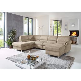 Die PlanBar Wohnlandschaft &raquo;ZE-EM16033 U-Form, Breite 316 cm&laquo; wahlweise mit Kopfst&uuml;tzen und echt bezogenem R&uuml;cken 100% Polyester B/H/T: 316cm x 203cm,