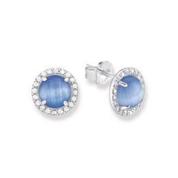Amor Damen Paar Ohrstecker &raquo;2022067&laquo; mit Glasstein, Zirkonia (synth.) blau 10mm, Silber 925 (Sterlingsilber)