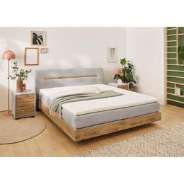 Jockenh&ouml;fer Boxspringbett &raquo;Hetty erh&auml;ltlich in der Gr&ouml;&szlig;e 180x200cm&laquo; schwebende Optik, 7-Zonen-Matratze, Topper, mehrere H&auml;rtegrade w&auml;hlbar grau Bezug Bett: 
