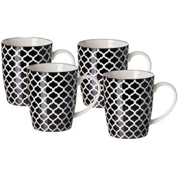Ritzenhoff & Breker Becher &raquo;Takeo Swing&laquo; Kaffeebecher, je 350 ml schwarz-wei&szlig; Porzellan &Oslash; 8cm x 10cm, 350ml, 4