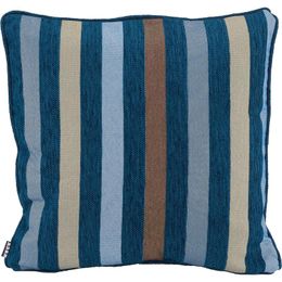 HOCK Dekokissen &raquo;Karoo&laquo; im Streifenlook, Kissenh&uuml;lle mit F&uuml;llung, 1 St&uuml;ck blau Baumwolle, Polyacryl, Polyester B/L: 50cm x 50cm, 1 Stk.