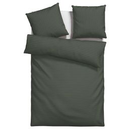 Bruno Banani Bettw&auml;sche &raquo;Jassen&laquo; 2 moderne Bettw&auml;sche aus Baumwolle, Streifen-Design, mehrere Qualit&auml;ten gr&uuml;n Flanell, Obermaterial: 100% Baumwolle B/L: 135cm x 