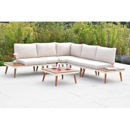Merxx Gartenlounge-Set &raquo;&raquo;Delphi&laquo;&laquo; Set, 13 Stk. tlg. Eckbank mit seitlichen Ablagefl&auml;chen wei&szlig; Akazienholz FSC 100% Einheitsgr&ouml;&szlig;e