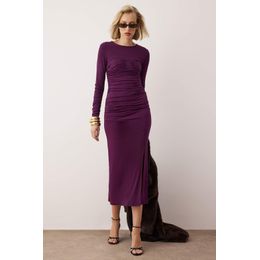 Lila Unifarbenes, mittellanges, elegantes/figurbetontes Kleid f&uuml;r Damen