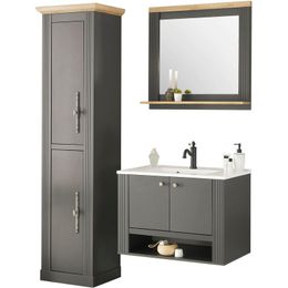 OTTO home Badm&ouml;bel-Set &raquo;WESTMINSTER, Bad im Landhausstil, 3-teiliges Badezimmer&laquo; 3 Stk. tlg. grau B/H/T: 150cmcm x 203cmcm x 46cmcm