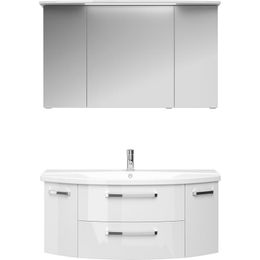 Badm&ouml;bel-Set &raquo;Serie 4010 2-teilig Keramik-Waschtisch mit LED-Spiegelschrank&laquo; Set wei&szlig; Holzwerkstoff B/H/T: 122cmcm x 200cmcm x 48cmcm