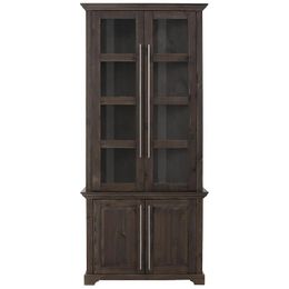 OTTO home Vitrine &raquo;Melissa&laquo; aus massiver Kiefer, FSC zertifiziert, Breite 94 cm grau Massivholz B/H/T: 94cm x 210cm x 39cm, T&uuml;ren: 4 Stk., 