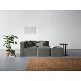 Home Affaire 3-Sitzer &raquo;Sundstrup&laquo; Modulserie, individuelle Zusammenstellung grau 100% Polyester B/H/T: 233cm x 76,5cm x 93cm, Samtoptik, Armlehne 