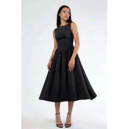 A-Form Midi Kleid mit Rundhalsausschnitt