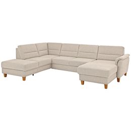 Home Affaire Wohnlandschaft &raquo;Palmera U-Form, B: 308 cm&laquo; optional Schlaffunktion & Bettkasten, Federkern beige 100% Polyester;Struktur (100% Polyester)