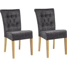 Home Affaire Polsterstuhl &raquo;Queen&laquo; (Set) 2 Stk.Esszimmerstuhl mit Knopfheftung, 2er, 4er oder 6er-Set grau 100% Polyester B/H/T: 46cm x 93cm x 64cm, 2 