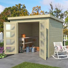 Lasita Maja Gartenhaus &raquo;Zambezi 3&laquo; Blockbohlenhaus 28mm beige Massivholz ohne Fu&szlig;boden, ohne Dacheindeckung