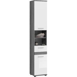 Welltime Hochschrank &raquo;LUCCA, Breite 35cm, 2 T&uuml;ren, 1 Schubkasten, 2 F&auml;cher&laquo; MDF-Front, T&uuml;ranschlag wechselbar, Badm&ouml;bel, Badschrank, Badezimmer wei&szlig; 