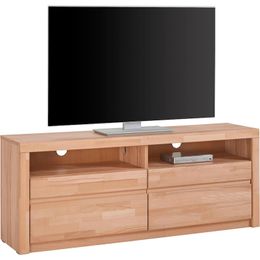 OTTO home Lowboard &raquo;Silkeborg&laquo; Breite 140 cm beige Holz teilmassiv B/H/T: 140cm x 55cm x 35cm, Holzwerkstoff Kernbuchefarben (Korpus)/ Massivholz 