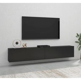 Home Affaire Lowboard &raquo;Ava, Breite 180 cm, h&auml;ngend und stehend montierbar&laquo; moderne grifflose TV-Kommode, TV-Schrank, TV-Board schwarz B/H/T: 180cm x 