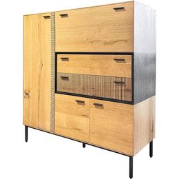 GUTMANN FACTORY Highboard braun MDF B/H/T: 115cm x 120cm x 43cm, 2 Stk., Eiche, 3 Stk.