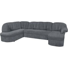 DOMO collection Wohnlandschaft &raquo;Pegnitz, zeitlos&modern, elegante R&uuml;ckensteppung, Breite 292cm, U-Form&laquo; wahlweise mit Bettfunktion grau 95% Polyester,