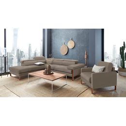 W.Schillig Ecksofa &raquo;finn, Designsofa mit tollem Sitzkomfort, bequem, L-Form&laquo; German Design Award 2016, Fu&szlig;gestell Nussbaum natur, Breite 281 cm braun 