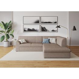 DOMO collection Ecksofa &raquo;Topper zeitlos elegant, kompakte Stellma&szlig;eL-Form&laquo; mit Ottomane, wahlweise mit Schlaffunktion braun B/H/T: 237cm x 78cm x 