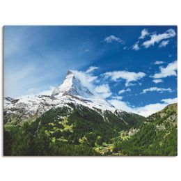 Artland Leinwandbild &raquo;Matterhorn&laquo; Berge 1 Stk. tlg. auf Holzrahmen gespannt blau Leinwand B/H/T: 40cm x 30cm, Leinwandbild Berge Querformat, 1 Stk.