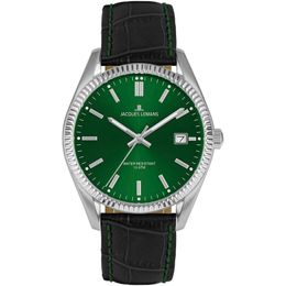 Jacques Lemans Herren Quarzuhr &raquo;Derby&laquo; Armbanduhr, Herrenuhr, Damenuhr, Lederarmband, Datum schwarz Einheitsgr&ouml;&szlig;e
