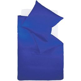 Fleuresse Bettw&auml;sche &raquo;Colours in 135x200, 155x220 oder 200x200 cm&laquo; 2 Stk. Bettw&auml;sche aus 100% Baumwolle, uni, mit Rei&szlig;verschluss blau Mako-Satin, 