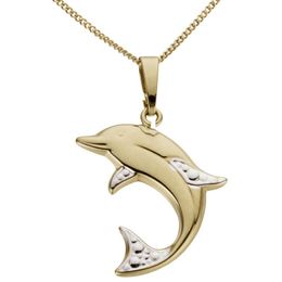 Firetti Damen Kettenanh&auml;nger &raquo;Schmuck Geschenk Gold 333 Halsschmuck Anh&auml;nger f&uuml;r Halskette Delfin&laquo; Made in Germany silber Gelbgold 333, 0,5 g