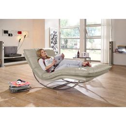 W.Schillig Relaxliege &raquo;daily dreams&laquo; in Waffelkissen-Optik, Schaukelgestell Chrom gl&auml;nzend, in 2 Breiten grau Longlife Xtra-Leder Z59: Glattleder mit 