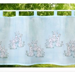 Weckbrodt-Gardinen Scheibengardine &raquo;Linus&laquo; Schlaufen 1 Stk. tlg. Bistro, Voile, bedruckt, Ostern, Kinder, HxB 45x120cm, Gardine, Store blau Voile, Polyester 45cm, 
