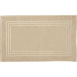 Kleine Wolke Badematte &raquo;Lodge, Badvorleger&laquo; H&ouml;he 80 mm beidseitig nutzbar Badteppich, Frottier-Qualit&auml;t, Uni Farben, mit Bord&uuml;re beige Baumwolle rechteckig (50cm x