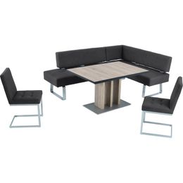 K+w Komfort & Wohnen K+W Komfort & Wohnen Eckbankgruppe &raquo;Spider II&laquo; Set, 4 Stk. tlg. langer Schenkel 195cm, 2 Freischwinger, Auszugstisch in Breite 120 cm schwarz B/H/T: 