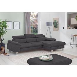 COTTA Ecksofa &raquo;Komaris L-Form, B: 244 cm&laquo; mit Kopfteilverstellung, optional Schlaffunktion, Bettkasten & Licht Microfaser PRIMABELLE (100% Polyester);