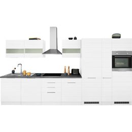 KOCHSTATION K&uuml;chenzeile &raquo;KS-Luhe&laquo; 390 cm breit, wahlweise mit oder ohne E-Ger&auml;ten, gefr&auml;ste MDF-Fronten wei&szlig; B/H/T: 390cm x 60cm, inkl. E-Ger&auml;te (