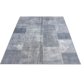 LUXOR living Teppich &raquo;Punto 3&laquo; rechteckig 5 mm H&ouml;he Kurzflor, bedruckt, modernes Patchwork Design blau Polyester B : 80cm 1 Stk., 5mm, L: 150cm