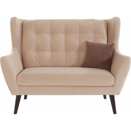 Home Affaire 2-Sitzer &raquo;Hemmink&laquo; mit Knopfheftung beige Samtvelours (100% Polyester);Luxus-Microfaser (100% Polyester);Struktur (94% Polyester, 6% 