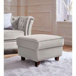 Home Affaire Polsterhocker &raquo;Reims&laquo; echte Chesterfield-Knopfheftung, Samtoptik mich changierender Optik grau B/H/T: 57cm x 45cm x 50cm, Samtoptik