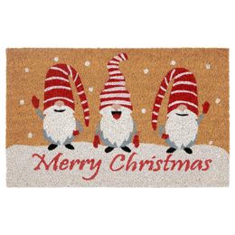Hanse Home Fu&szlig;matte &raquo;Kokos Gnomes Merry Christmas, T&uuml;rmatte&laquo; rechteckig 15 mm H&ouml;he Schmutzfangmatte, Rutschfest, Outdoor, Weihnachten, Kokosmatte, 