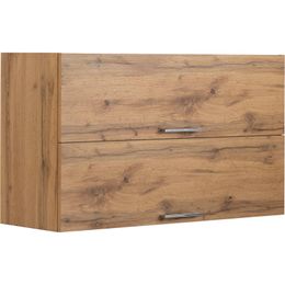 KOCHSTATION Klapph&auml;ngeschrank &raquo;KS-Colmar&laquo; 100 cm, mit Metallgriff, f&uuml;r viel Stauraum braun Holzwerkstoff wotaneiche, B/H/T: 100cm x 57cm x 34cm