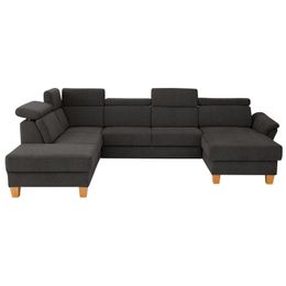 OTTO home Wohnlandschaft &raquo;Conville U-Form&laquo; Kopfteilverstellung wahlweise mit Schlaffunktion und Bettkasten braun 100% Polyester B/H/T: 322cm x 84cm x 