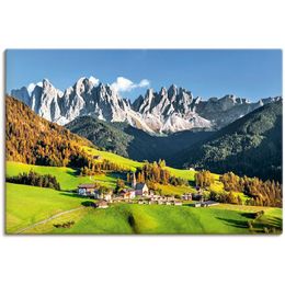 Artland Wandbild &raquo;Alpen Berge Santa Maddalena&laquo; Berge & Alpenbilder 1 Stk. tlg. als Alubild, Leinwandbild, Poster in verschied. Gr&ouml;&szlig;en gr&uuml;n B/H/T: 120cm x 80cm