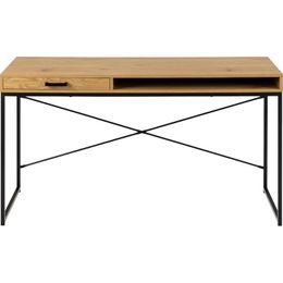 ACTONA GROUP Schreibtisch Metallgestell, 1 Schublade und 1 offenem Fach, Breite 140 cm braun B/H/T: 140cm x 76cm x 58cm