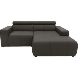DOMO collection Ecksofa &raquo;BRANDON inkl. Kopfteilverstellung, 214x100x80 cm, L-Form&laquo; Mit Kopfteilverstellung, auch in Leder und Cord, L-Form grau Luxus-