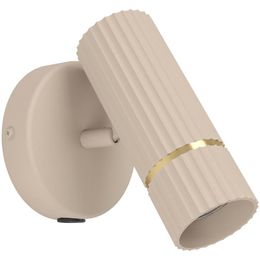 Eglo Wandleuchte &raquo;Caminia Wandlampe mit schwenkbarem Spot, beige und gold, GU10, Lampe&laquo; GU10 1 Stk. Wand-/Deckenleuchte - L11 x H15,5 x AL14 cm - 