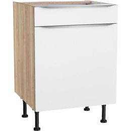 KOCHSTATION Unterschrank &raquo;KS-Aken&laquo; wei&szlig; wildeiche Nachbildung, B/H/T: 60cm x 87cm x 58,4cm