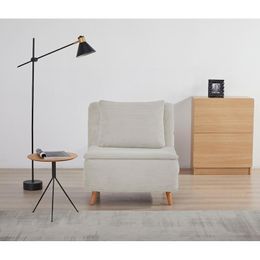 OTTO home Sessel &raquo;AINSLEY - OTTO. Verl&auml;ssliche Qualit&auml;t.&laquo; wandelbar zum G&auml;stebett, Schlafliege, Webstoff u. Cord-Bezug beige 100% Polyester Cord, B/H/