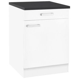 Optifit Unterschrank &raquo;Odense&laquo; 60 cm breit, mit T&uuml;r und Schubkasten, mit 28 mm starker Arbeitsplatte wei&szlig; wei&szlig;, B/H/T: 60cm x 85cm x 60cm, Schubladen: 