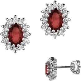 Firetti Damen Paar Ohrstecker &raquo;Schmuck Geschenk Silber 925 Ohrschmuck Ohrringe Diana&laquo; Made in Germany - mit Zirkonia (synth.) rot Silber 925 (