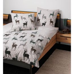 Janine Bettw&auml;sche &raquo;Feinbiber65180 06&laquo; mit Reissverschluss beige Feinbiber, Obermaterial: 100% Baumwolle B/L: 240cm x 220cm, 1 Stk., 2 Stk., Feinbiber, B/L: 