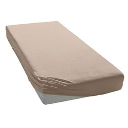 Elegante Spannbettlaken &raquo;Uni Zwirn-Jersey&laquo; aus hochwertigem Garn braun Mako-Jersey, Obermaterial: 97% Baumwolle, 3% Elasthan 1 Stk., Mako-Jersey, 180-200x200-
