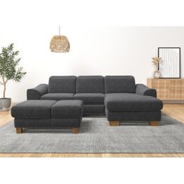 Home Affaire Ecksofa &raquo;Dundee L-Form&laquo; wahlweise mit Kopfteilverstellung und zus&auml;tzlich mit Schlaffunktion grau Flachgewebe (100% Polyester) B/H/T: 